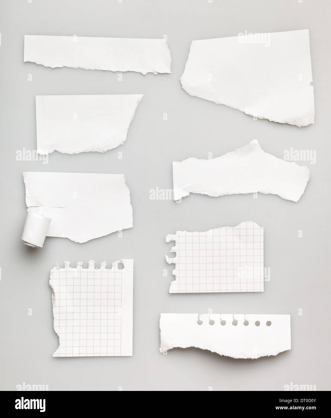 Collection of white ripped pieces of paper on white background Stock ...