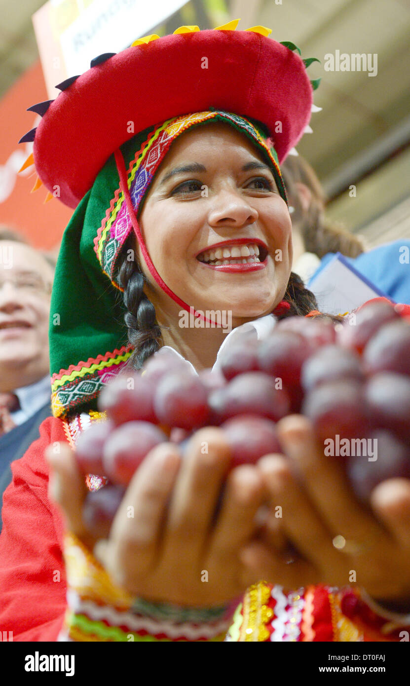 Berlin, Germany. 05th Feb, 2014. A Peruvian woman at the Peru booth at ...