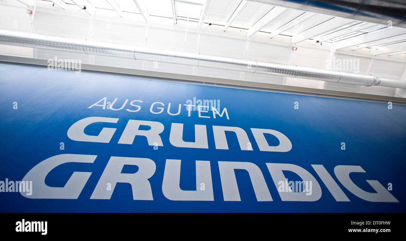 Nuremberg, Germany. 30th Jan, 2014. The logo of Grundig at the ...