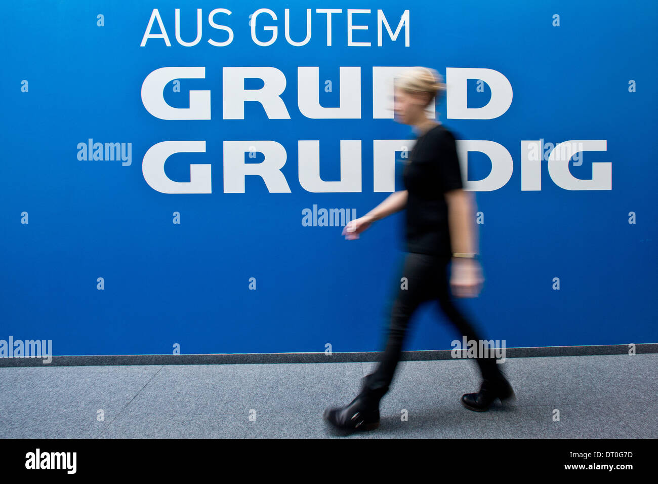 Nuremberg, Germany. 30th Jan, 2014. The logo of Grundig at the ...