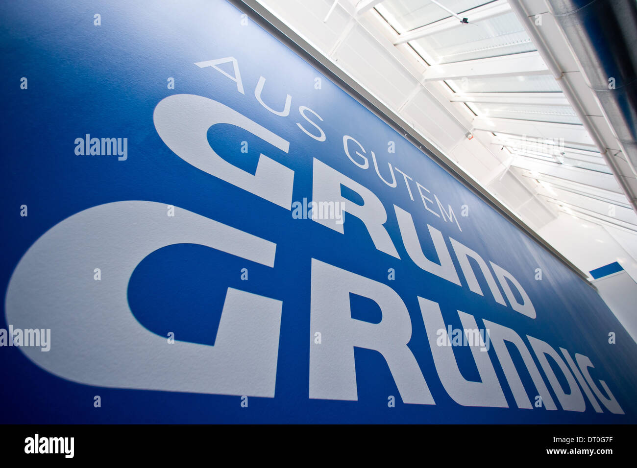 Nuremberg, Germany. 30th Jan, 2014. The logo of Grundig at the ...