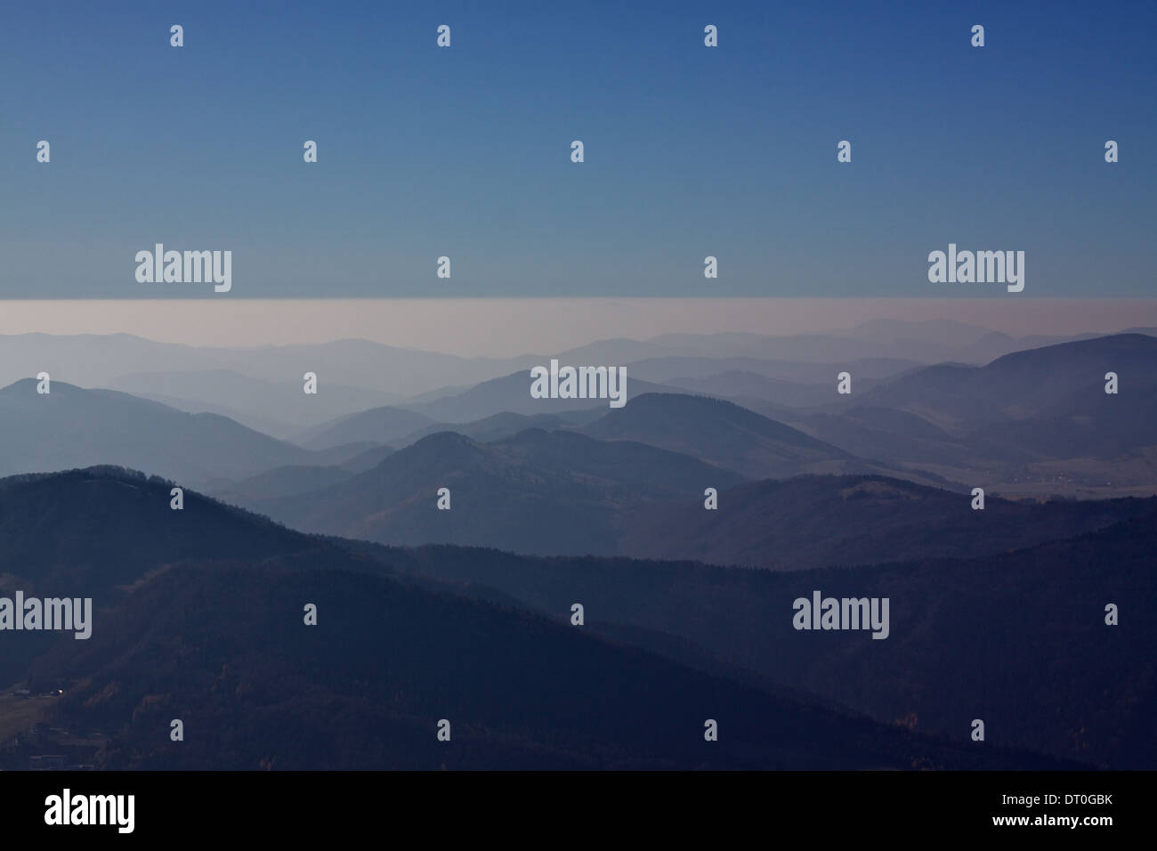 Aerial view of misty mountains of Fatra in Slovakia Stock Photo - Alamy