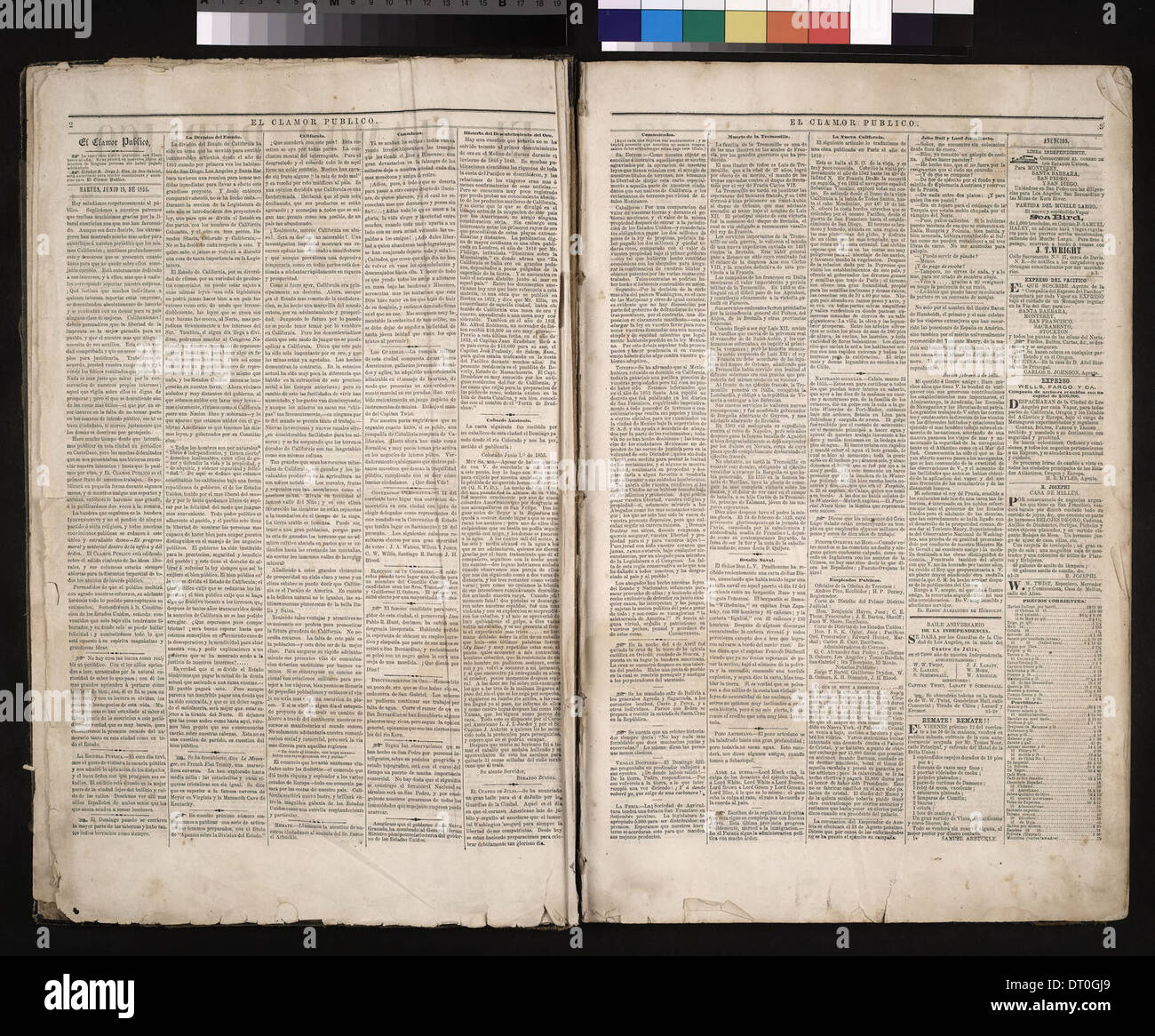The first issue of *El Clamor Publico*, a newspaper published on June ...