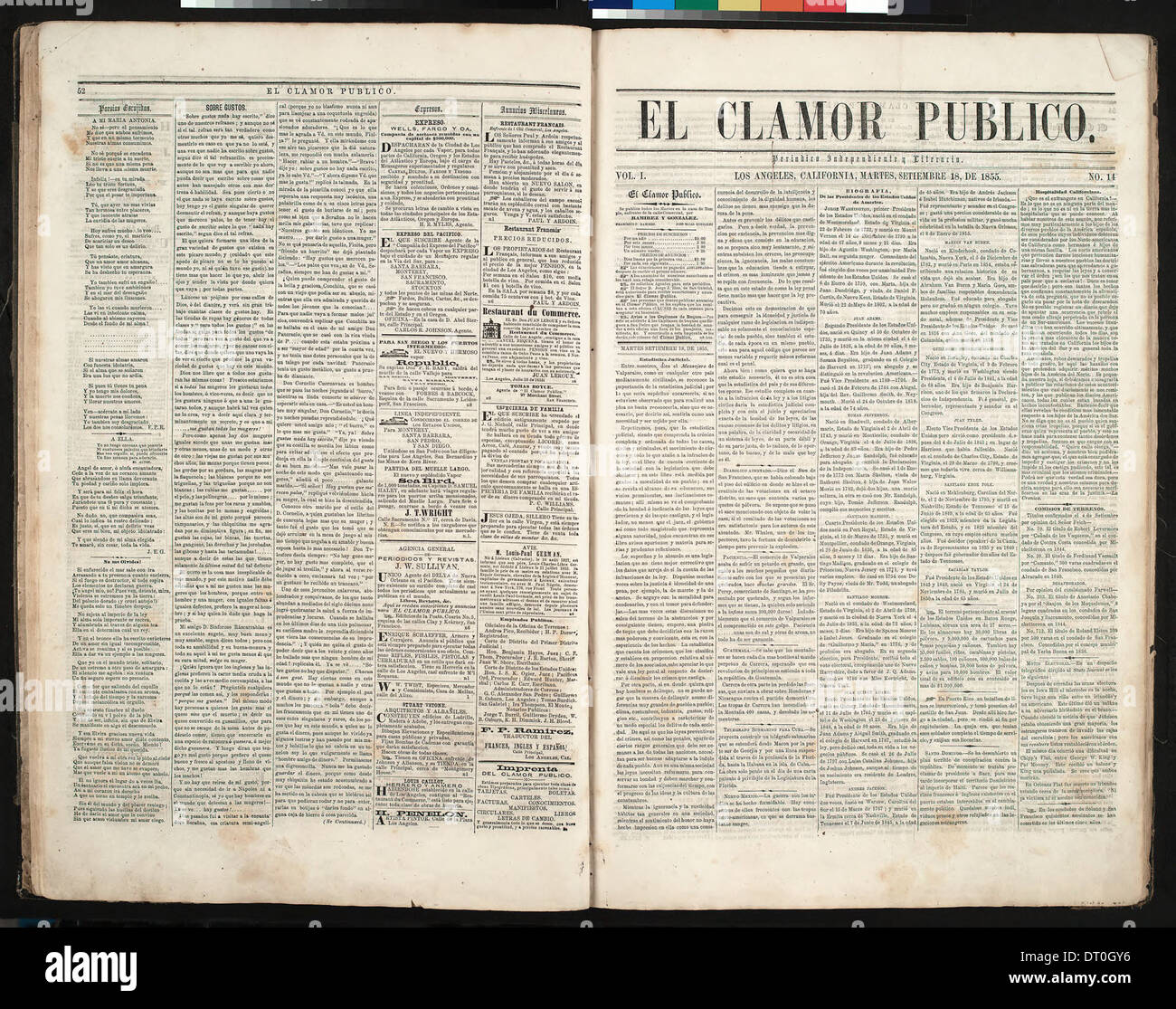 A historical issue of the Spanish-language newspaper *El Clamor Público ...