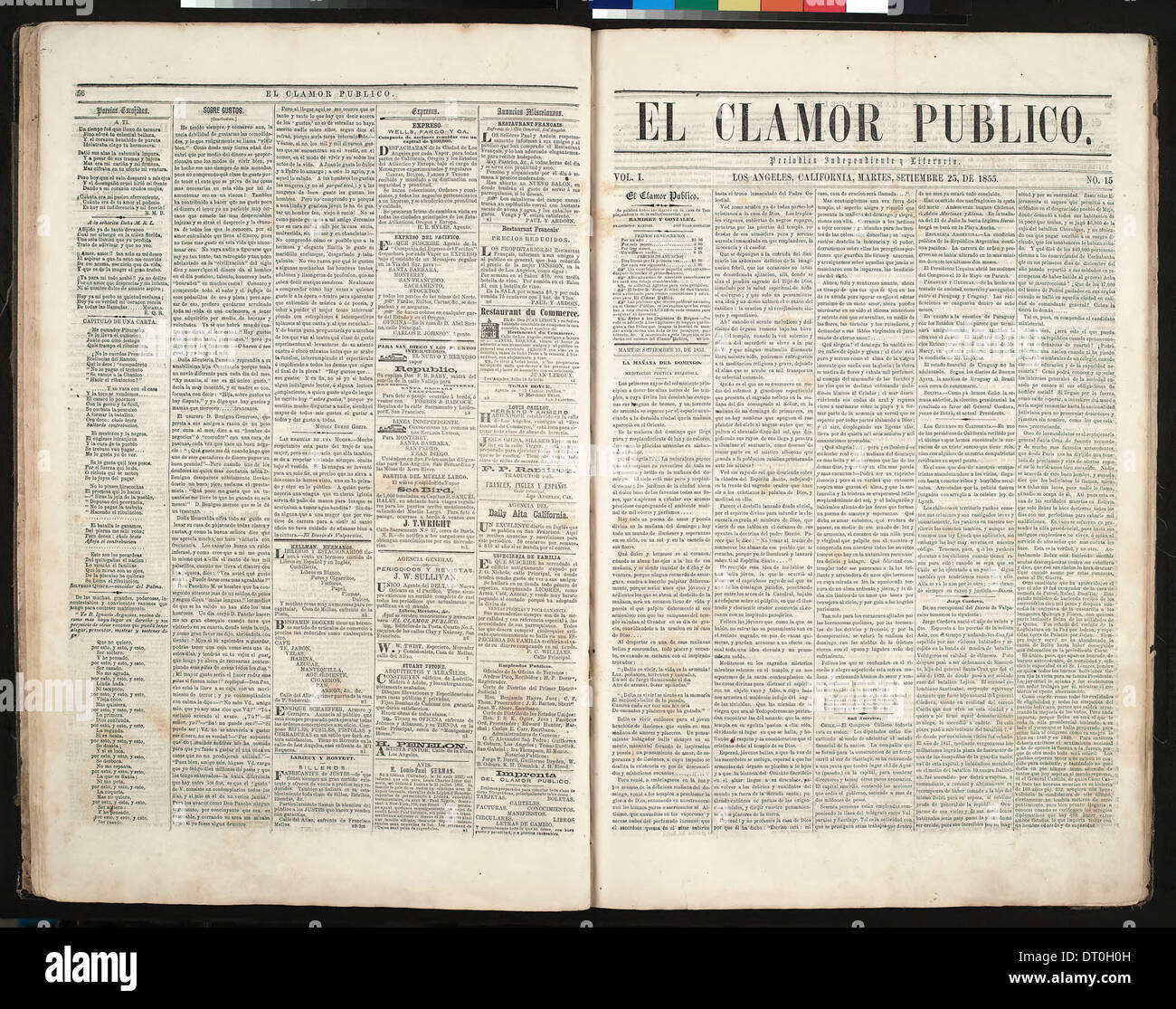 A historical issue of the newspaper *El Clamor Publico*, dated ...
