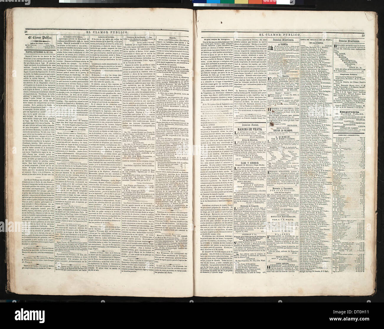 A historical newspaper publication, El Clamor Publico, vol. I, no. 15 ...