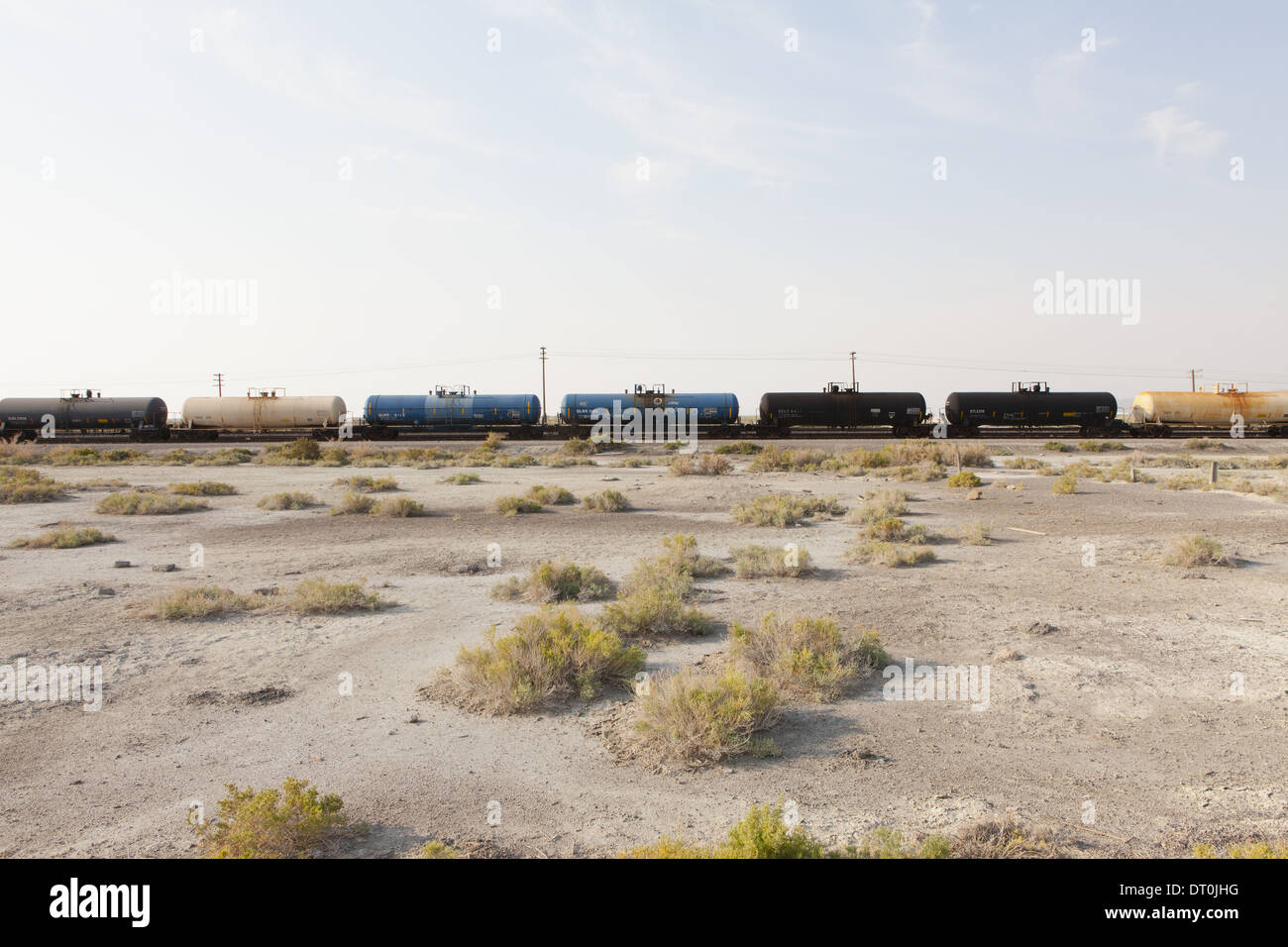Utah USA goods train on the train track through the desert Stock Photo ...