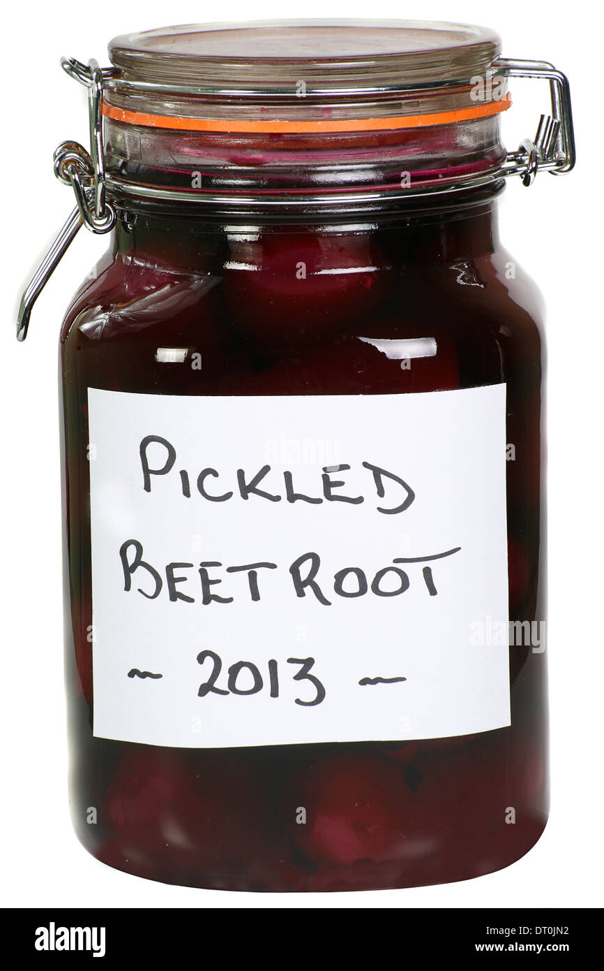 jar of pickled beetroot isolated on a white background Stock Photo - Alamy