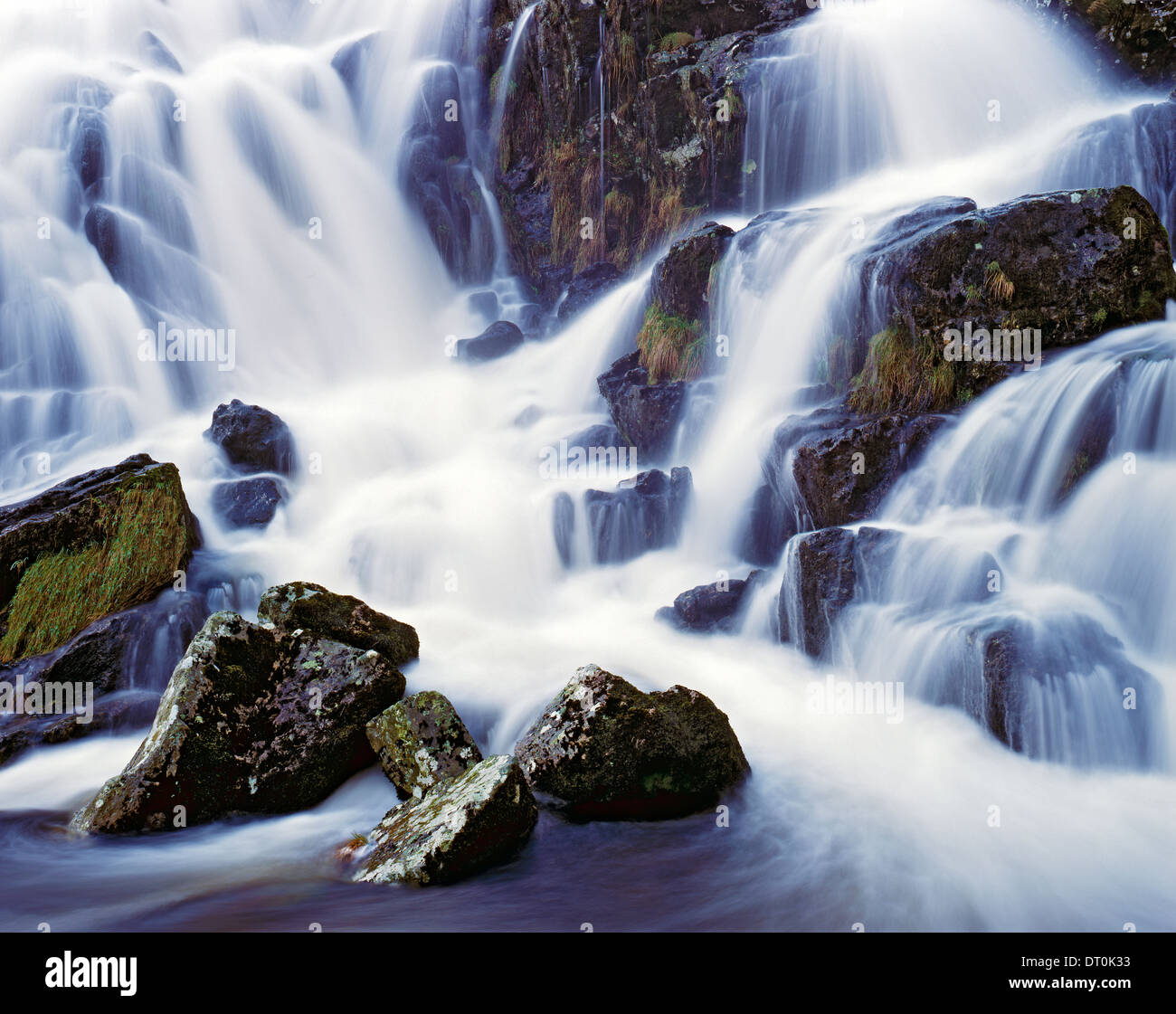 A fast flowing waterfall near Bala, North Wales Stock Photo - Alamy