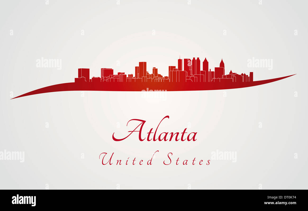 Atlanta skyline in red and gray background Stock Photo - Alamy