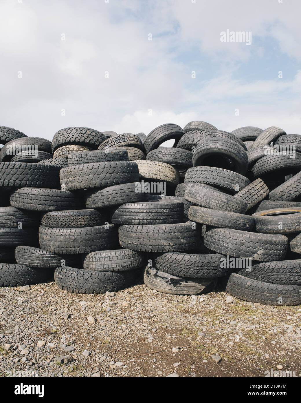 Seattle Washington USA stack of discarded rubber car tires recycling ...