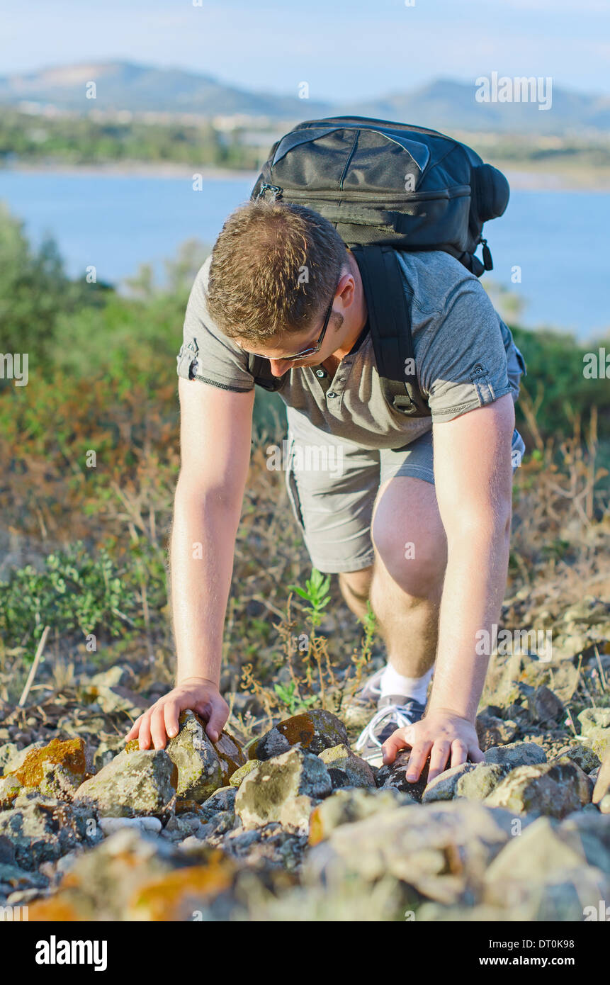 Male traveler hike backpack trekking hi-res stock photography and ...