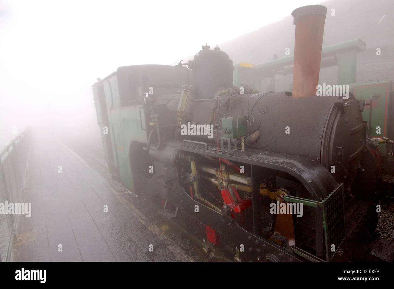 Famous tourist attraction, small funicular steam loco on the top of ...
