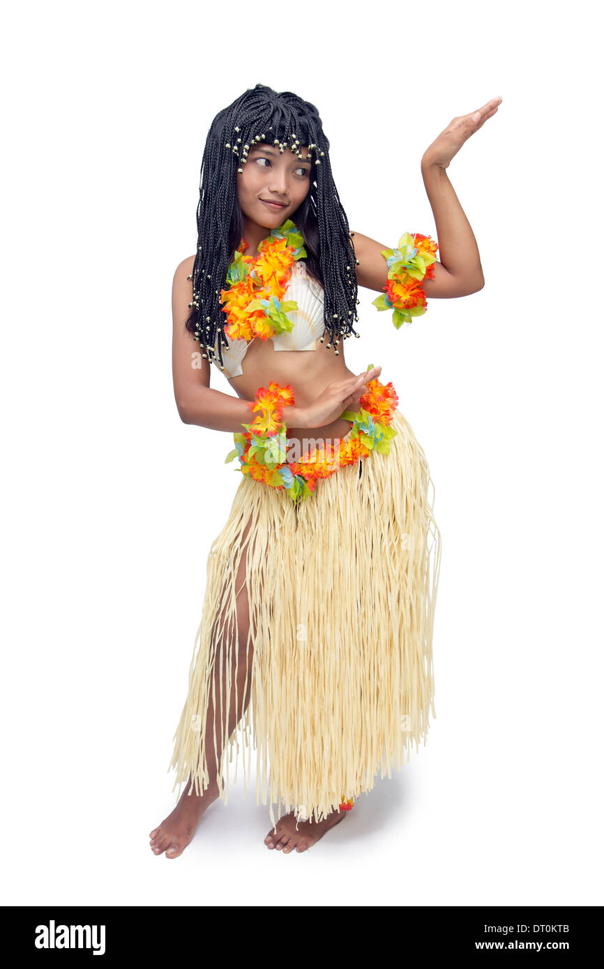 Hawaii hula dancer on white background Stock Photo - Alamy