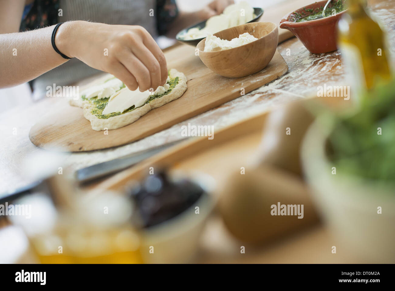 Woodstock New York USA person making wrap with fresh ingredients Stock ...