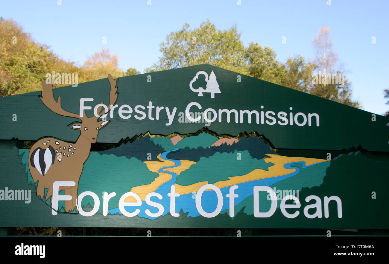 Forestry Commission sign Forest of Dean Gloucestershire England UK ...