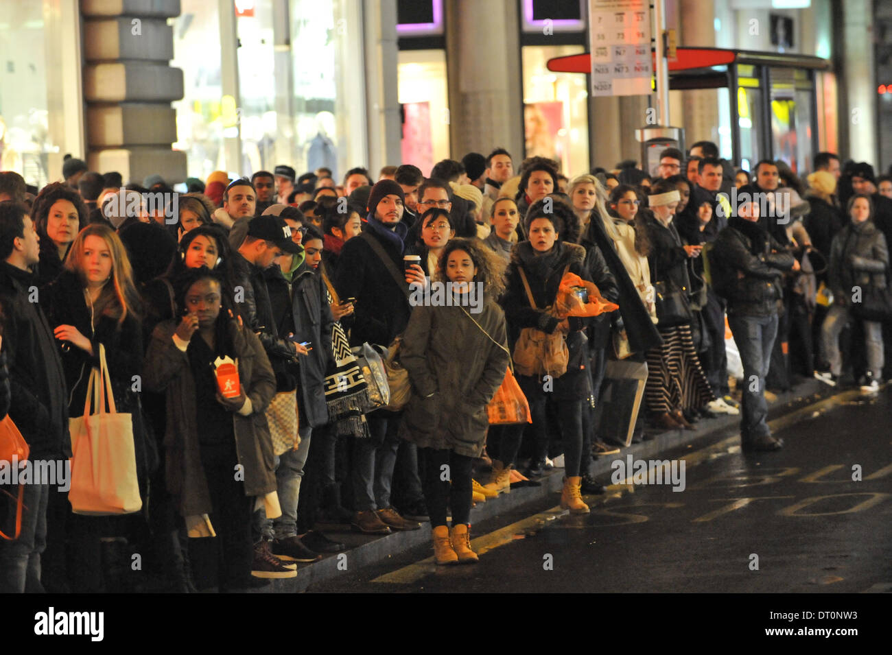 Oxford Street, London, UK. 5th February 2014. Large bus queues on ...