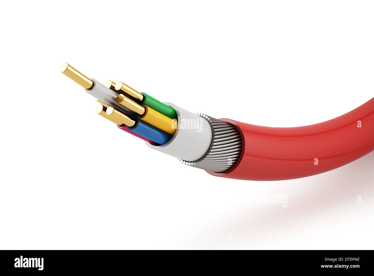 3d render of red cabel isolated on white background Stock Photo - Alamy