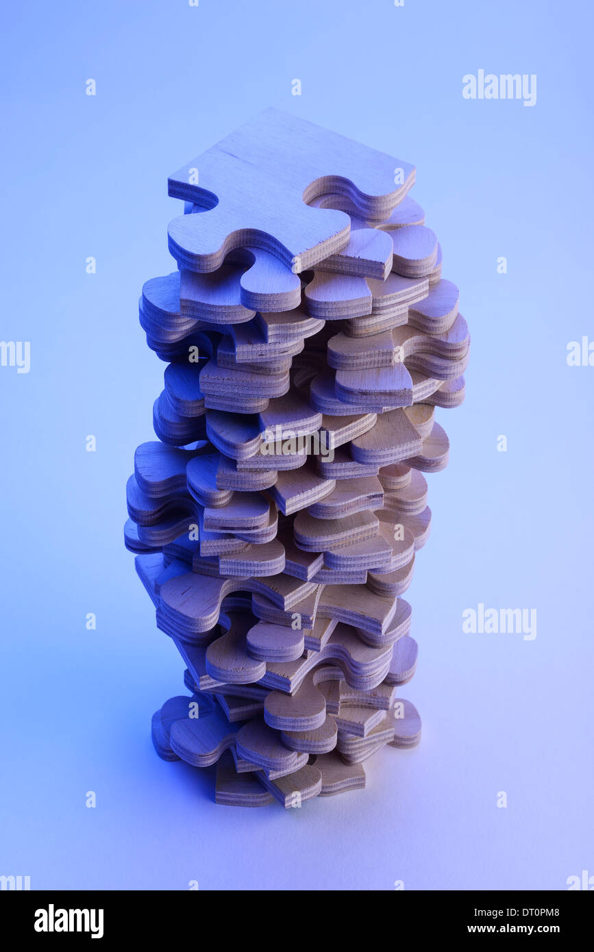 Stack of wooden jigsaw pieces Stock Photo - Alamy