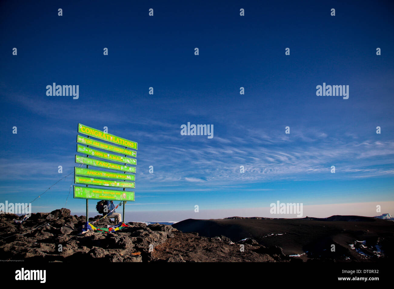 the sign at the summit of Mount Kilimanjaro Stock Photo - Alamy