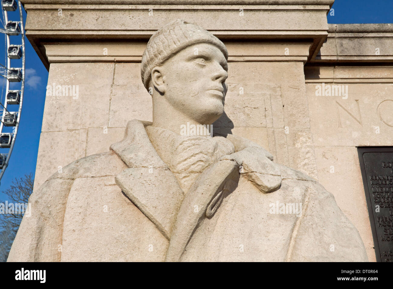 Detail of a stone statue representing a sailor in World War Two, Naval ...