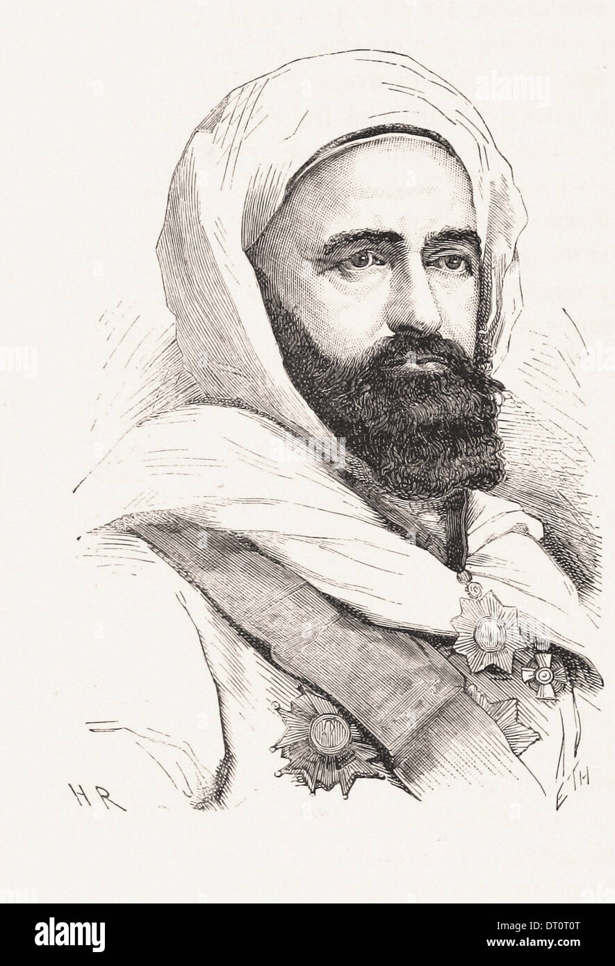 France portrait of abd el kader french engraving xix th century hi-res ...