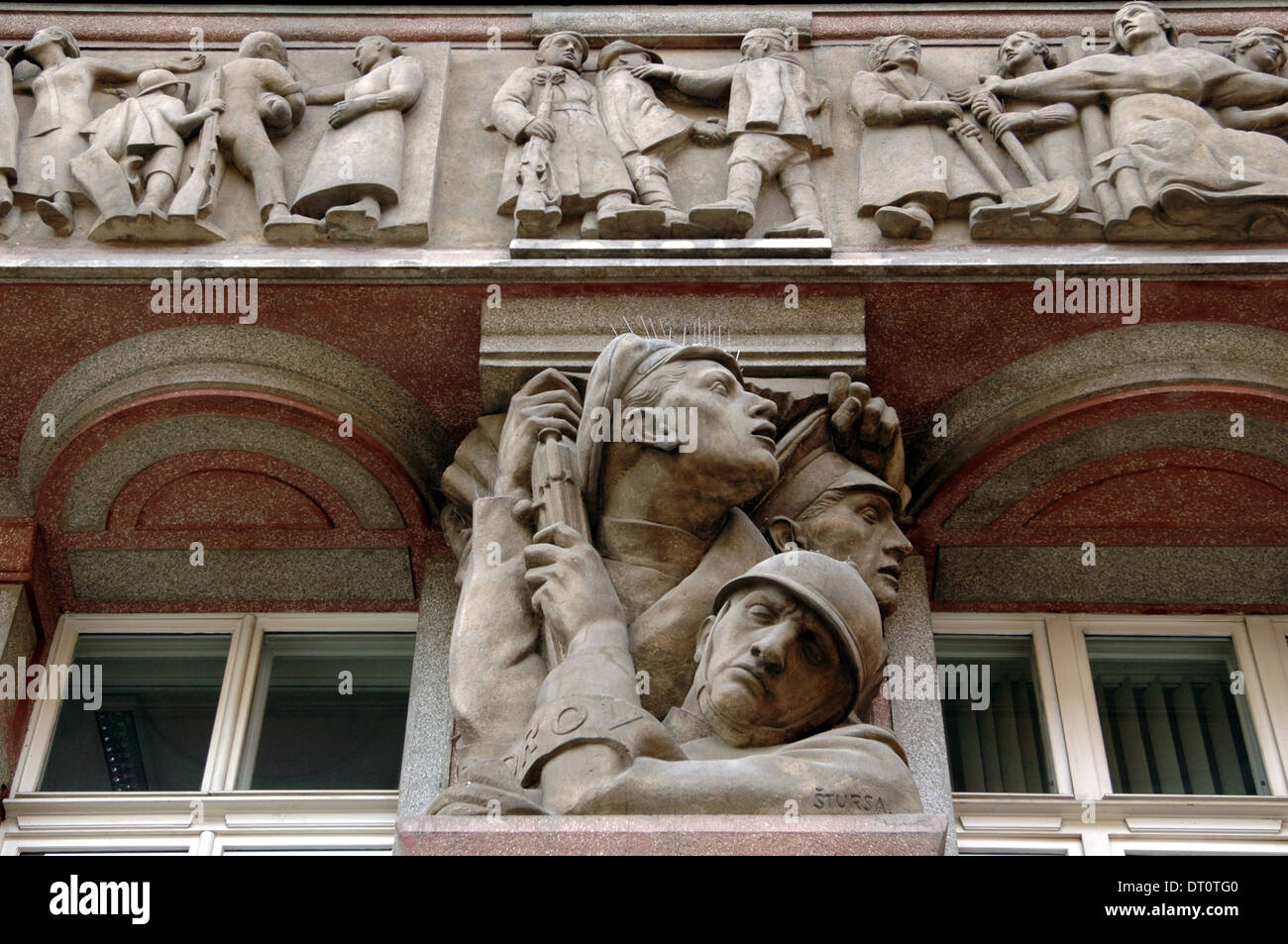 Sculptural reliefs depicting the history of the Czechoslovak Legion, a ...