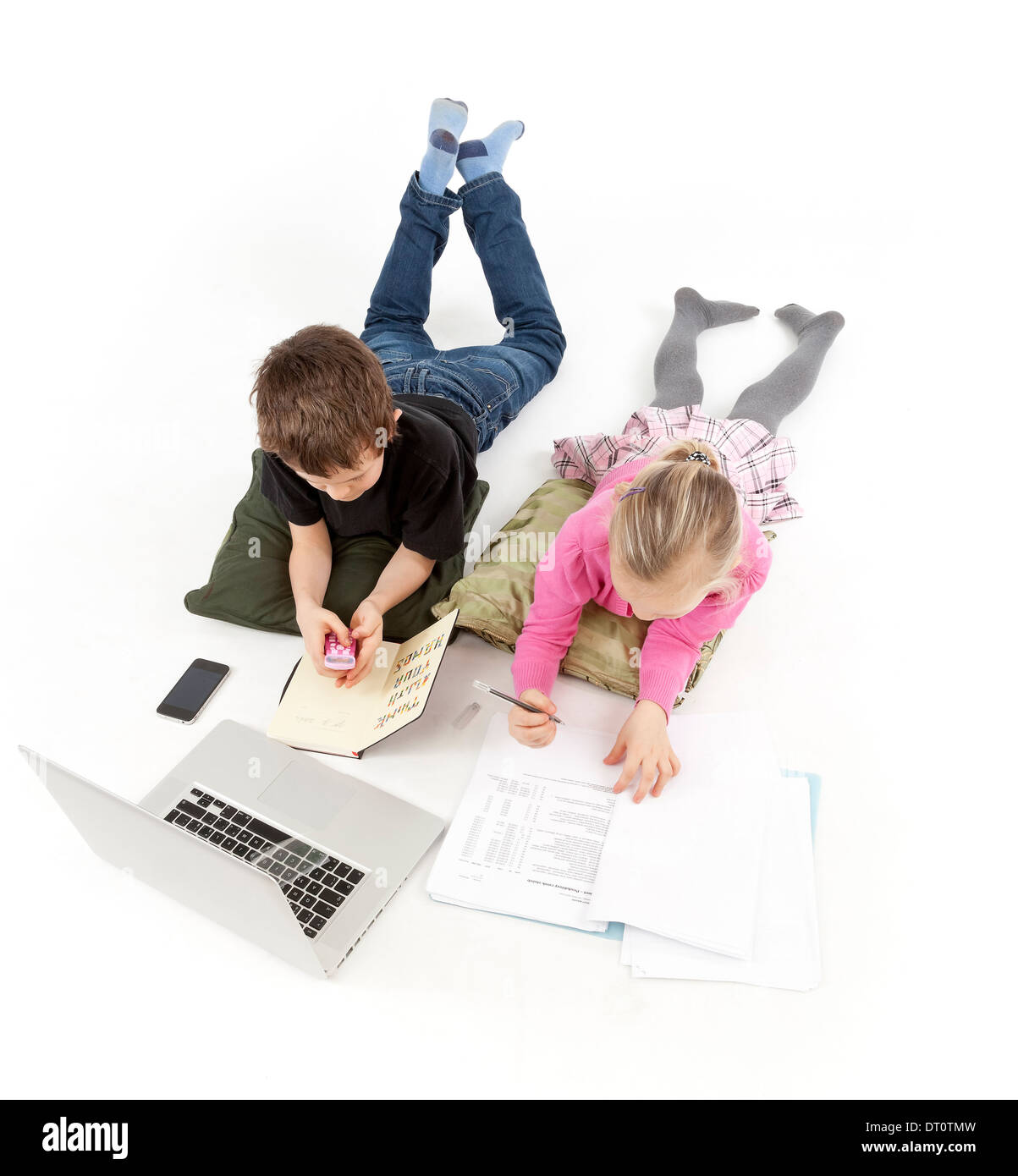 Child Boss and his child Secretary watching the Laptop and call Stock ...