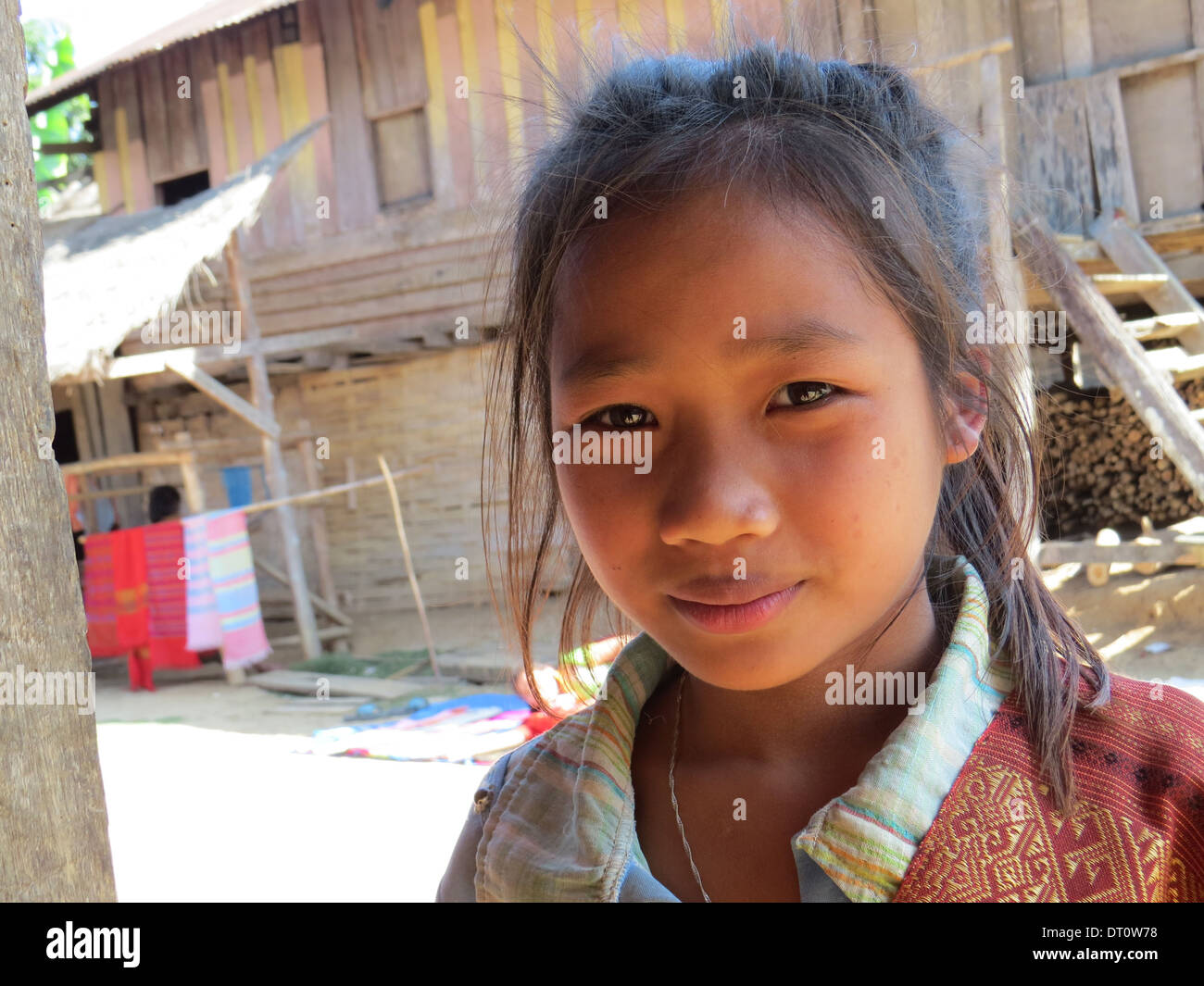 LAOS Girl in northern village. Photo Tony Gale Stock Photo - Alamy