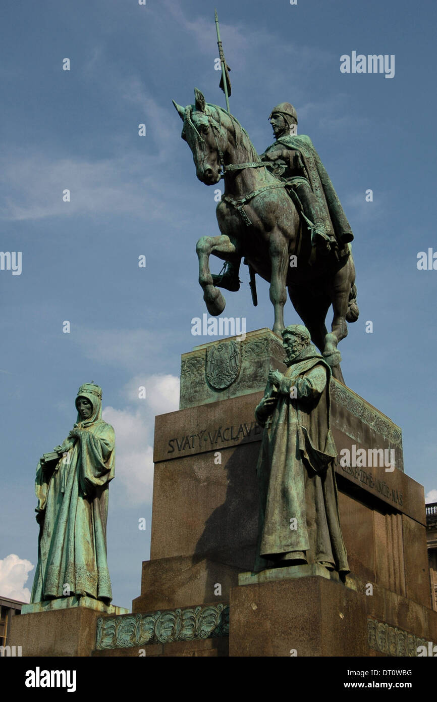 An equestrian statue of Saint Wenceslas sculpted by Josef Vaclav ...