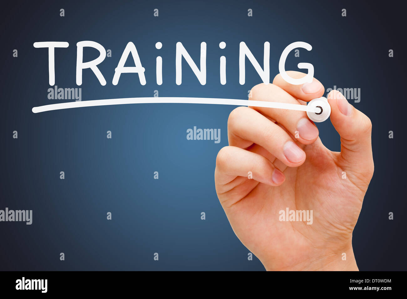 Hand writing Training with white marker on transparent wipe board Stock ...