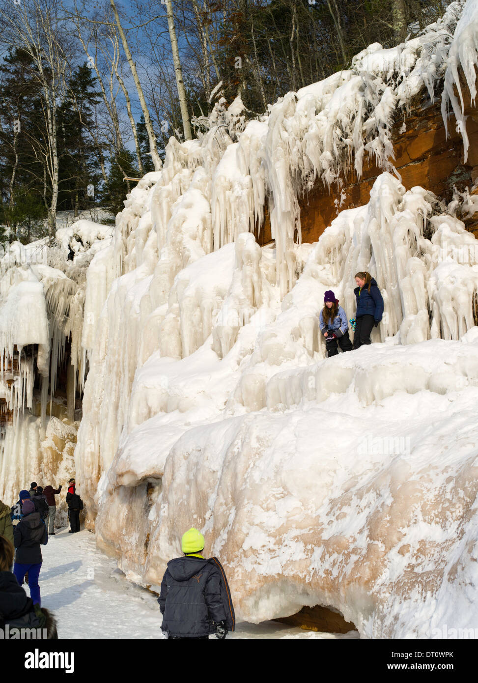 People gather to marvel at the Apostle Island Ice Caves, Makwike Bay ...