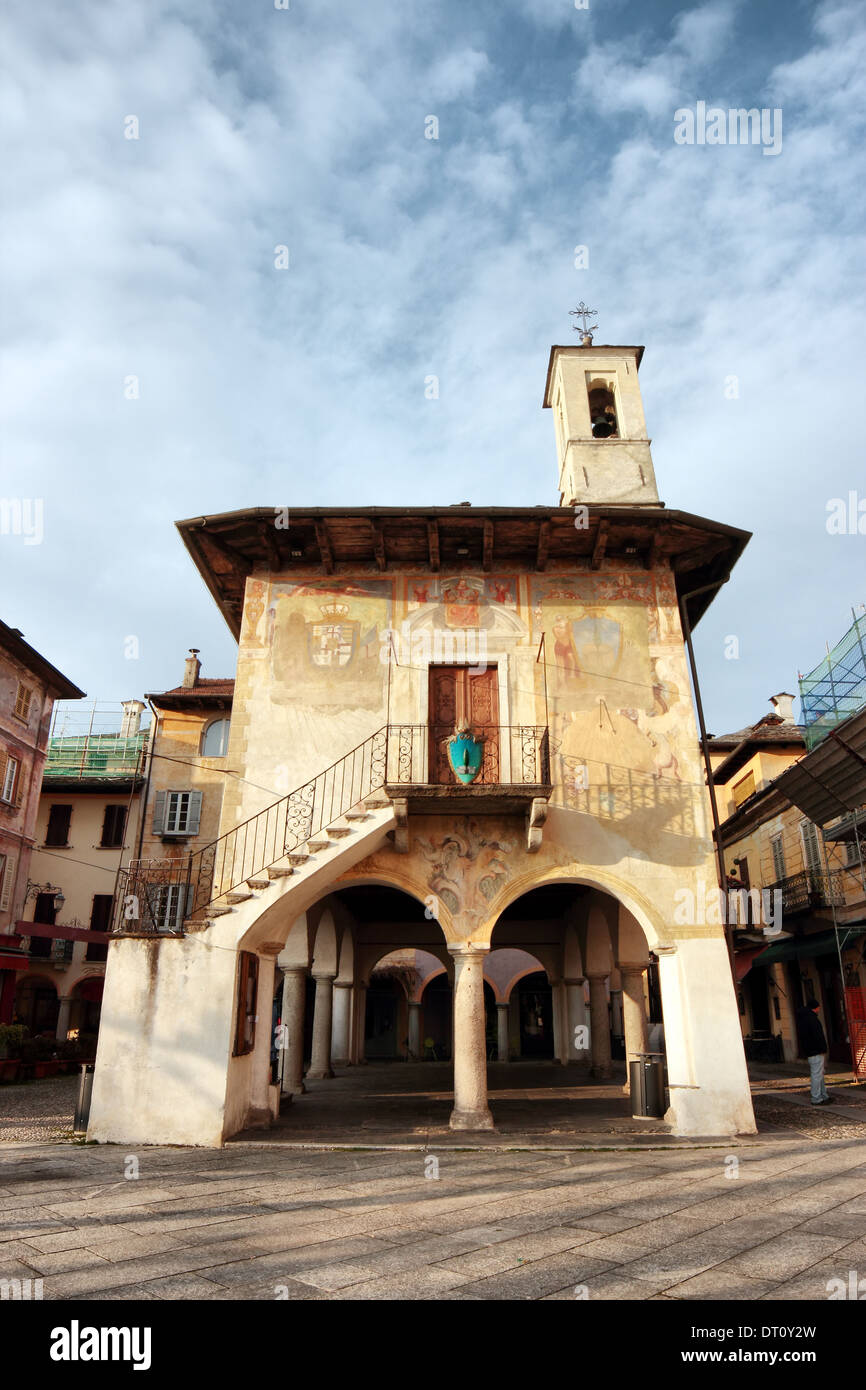 broletto old building in Orta, Piedmont, Italy Stock Photo - Alamy