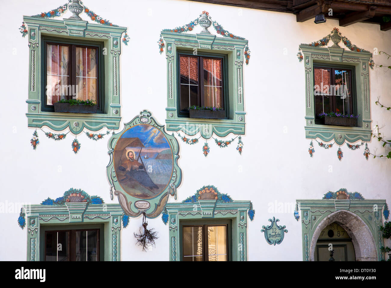 Traditional old 18th Century Tyrolean house built 1787 in the town of ...