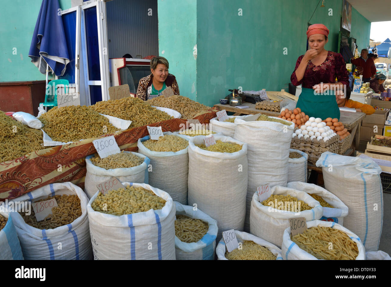 Pasta stall, Nukus Bazaar, Nukus, Karakalpakstan, Uzbekistan Stock ...