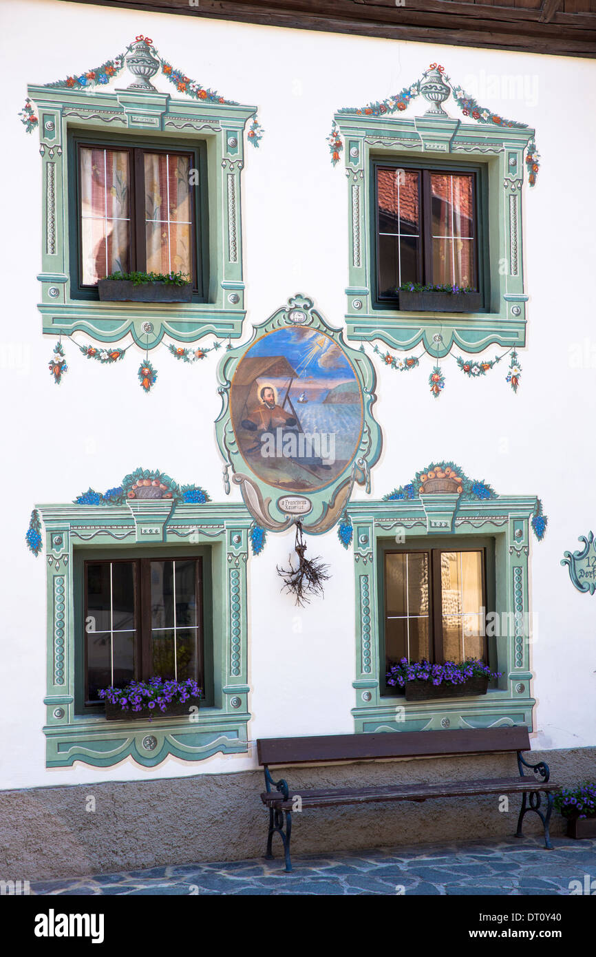 Traditional old 18th Century Tyrolean house built 1787 in the town of ...