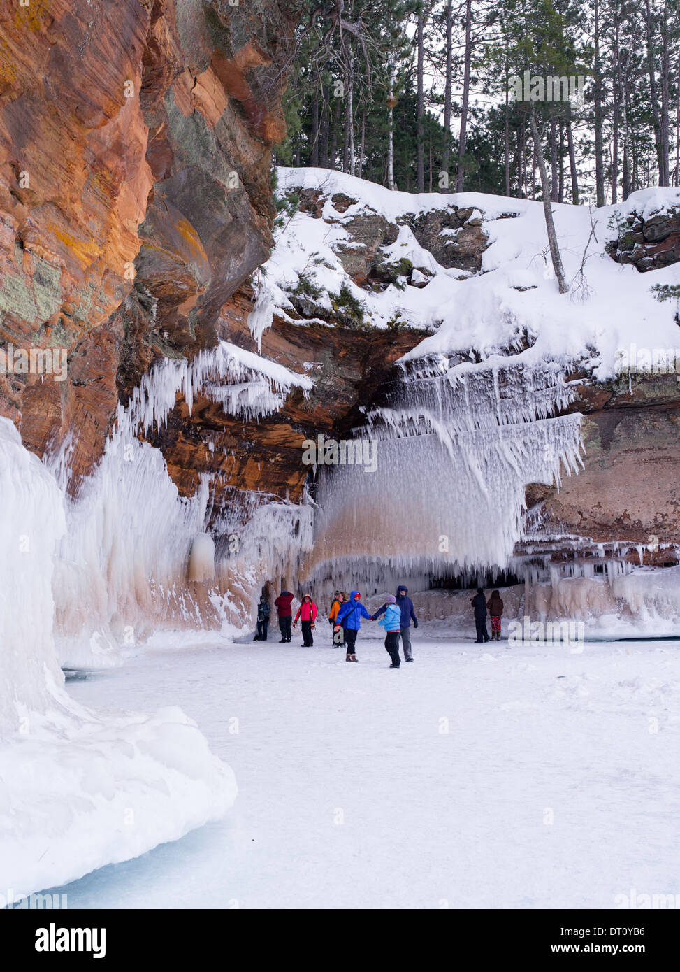 People gather to marvel at the Apostle Island Ice Caves, Makwike Bay ...