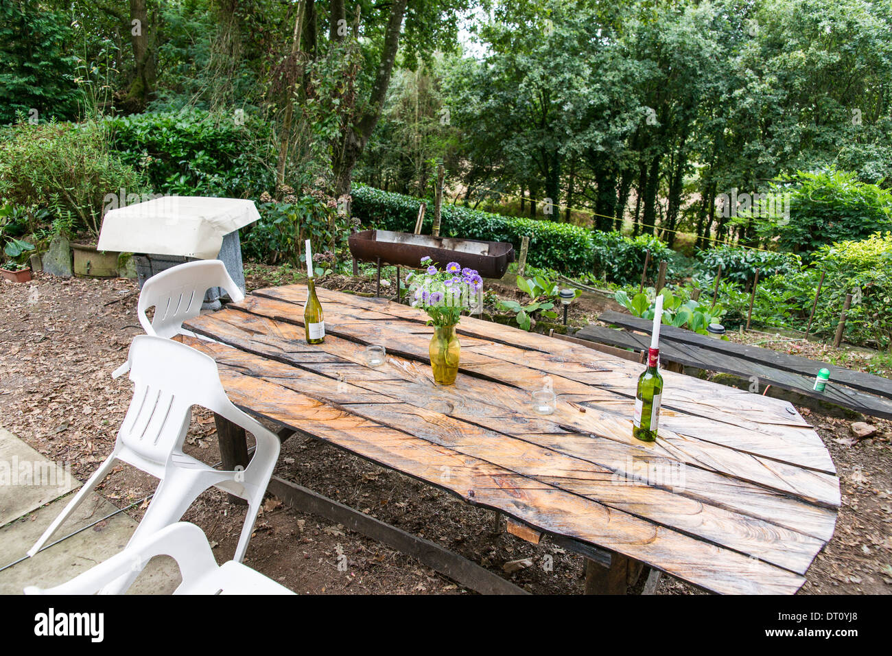 Table made with a chainsaw Stock Photo - Alamy