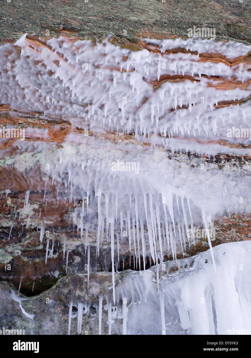 Color photograph, detail, of the Apostle Island Ice Caves, Makwike Bay ...