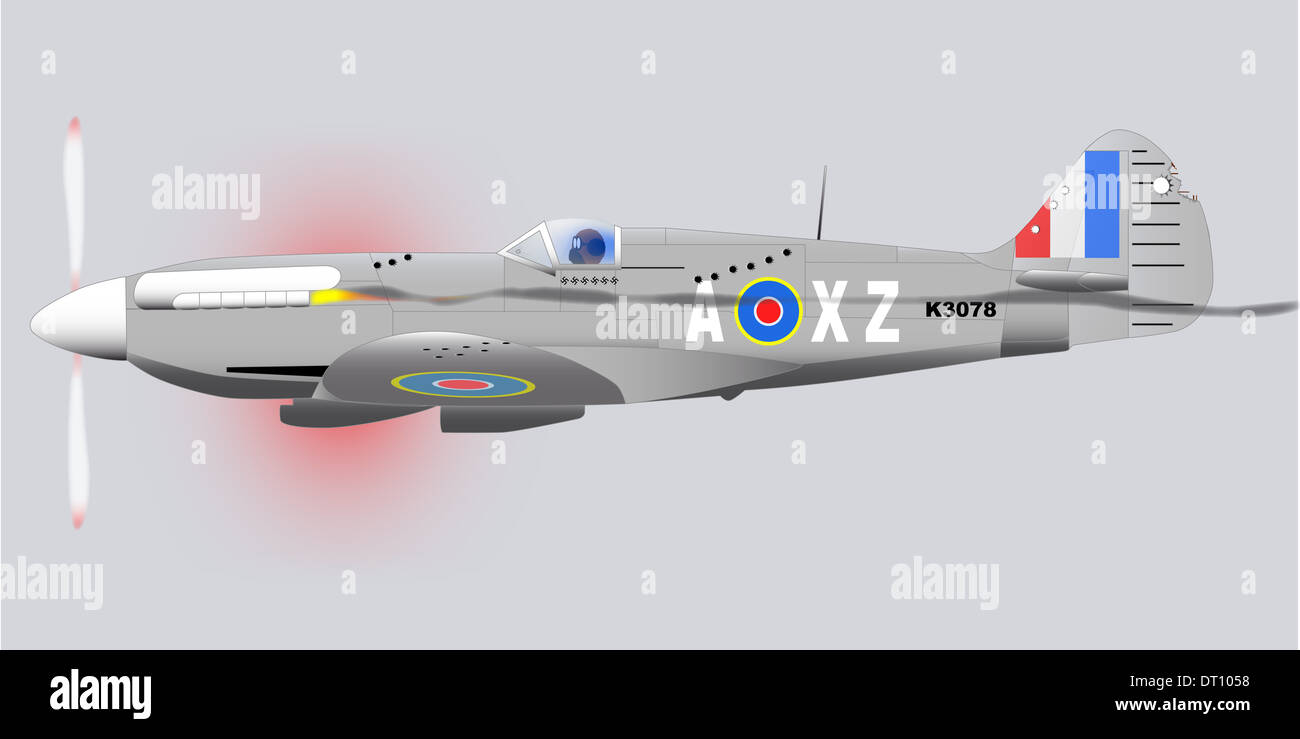 A Supermarine World War II Spitfire Mark XIV fighter plane returning ...