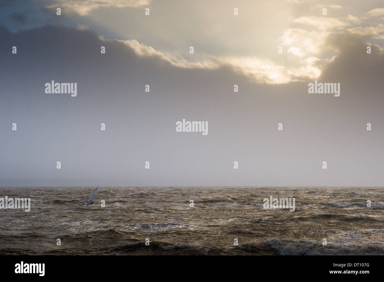 Wind surfer on a windy day in the Solent, Hampshire Stock Photo - Alamy
