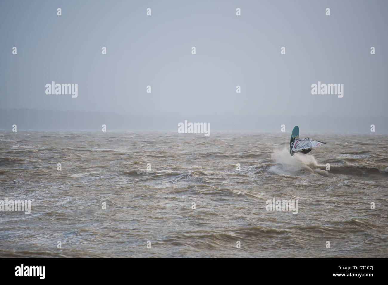 Wind surfer on a windy day in the Solent, Hampshire Stock Photo - Alamy