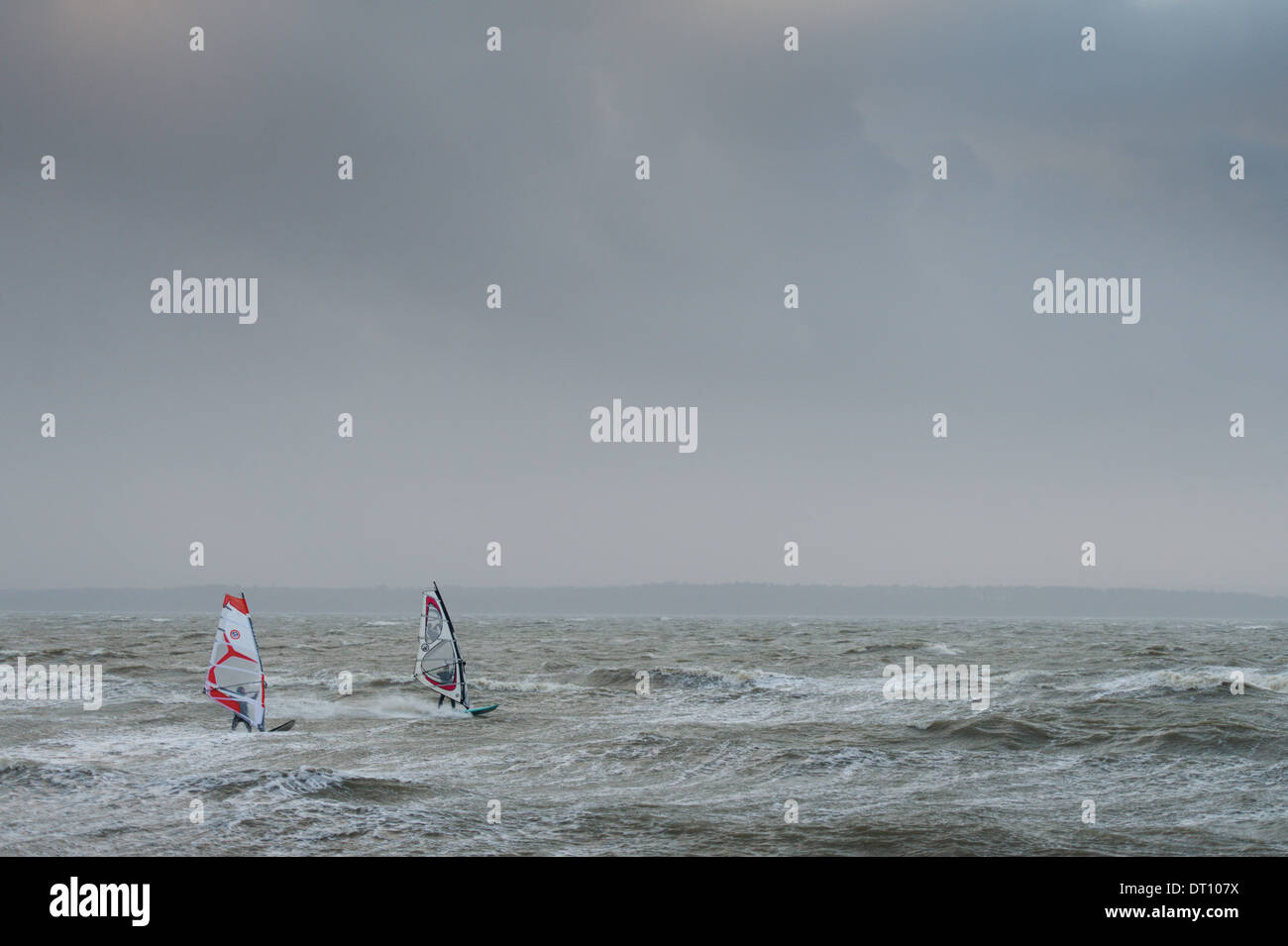 Wind surfer on a windy day in the Solent, Hampshire Stock Photo - Alamy
