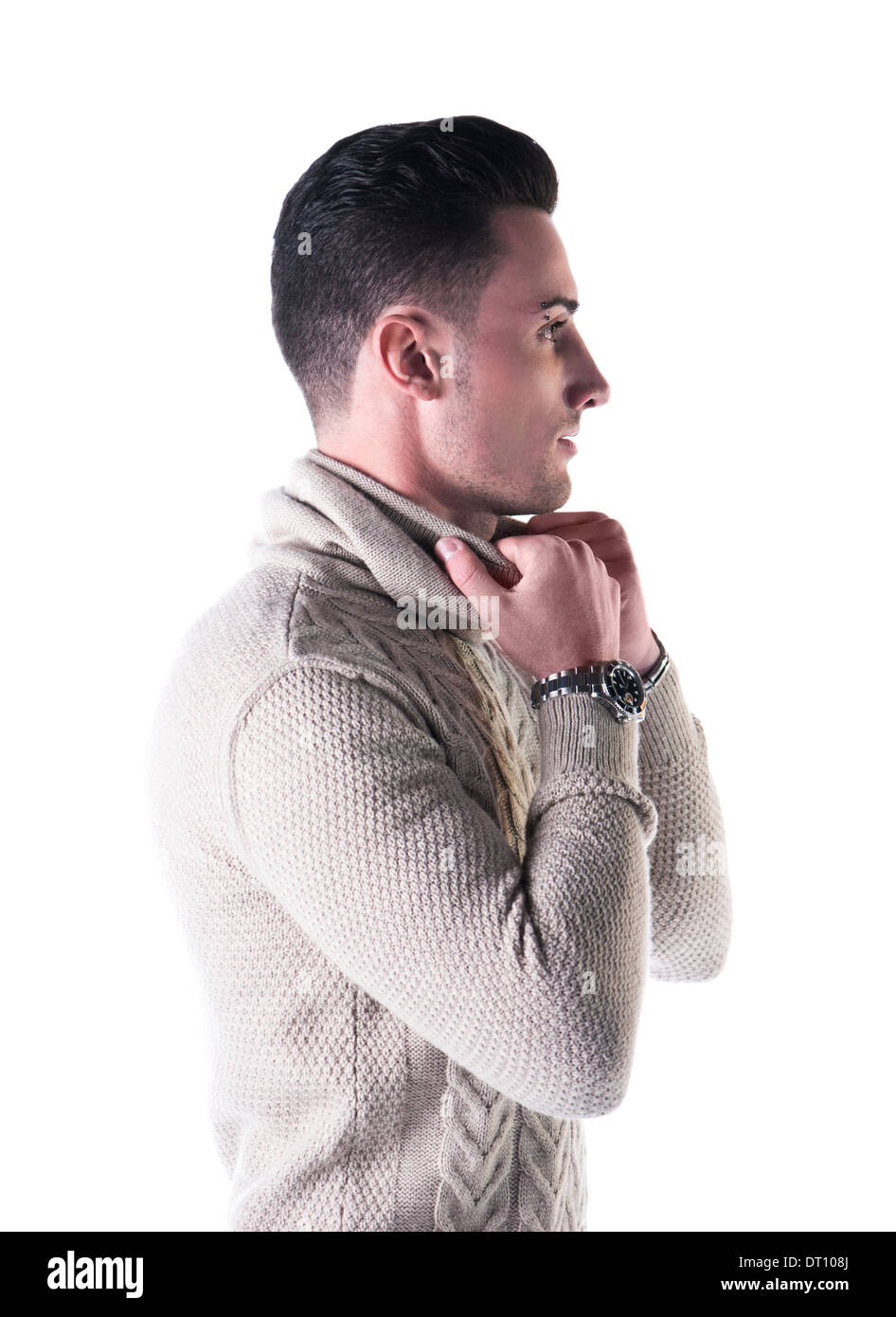 White sweater profile hi-res stock photography and images - Alamy