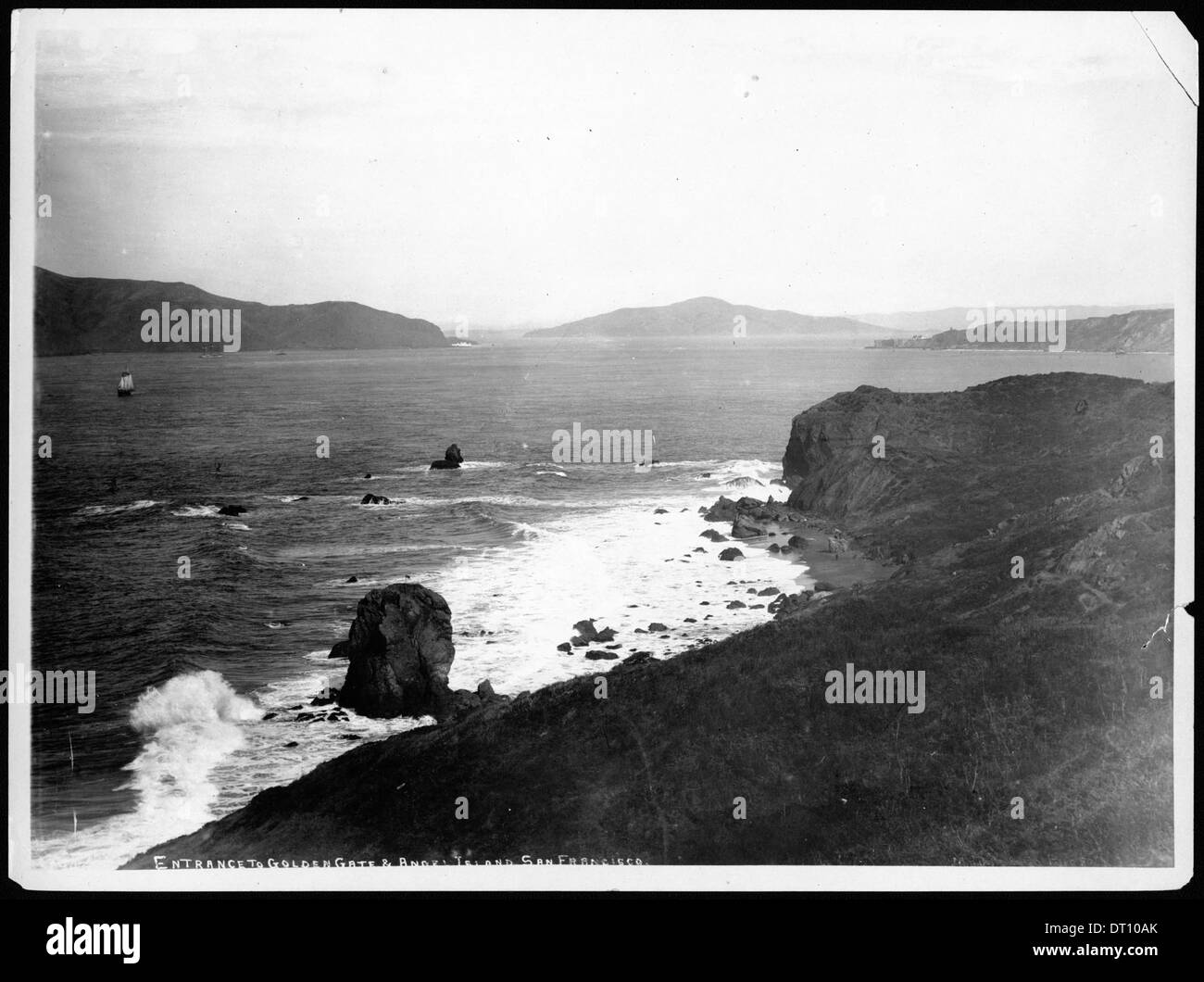 A photograph showing the entrance to Golden Gate and Angel Island in ...