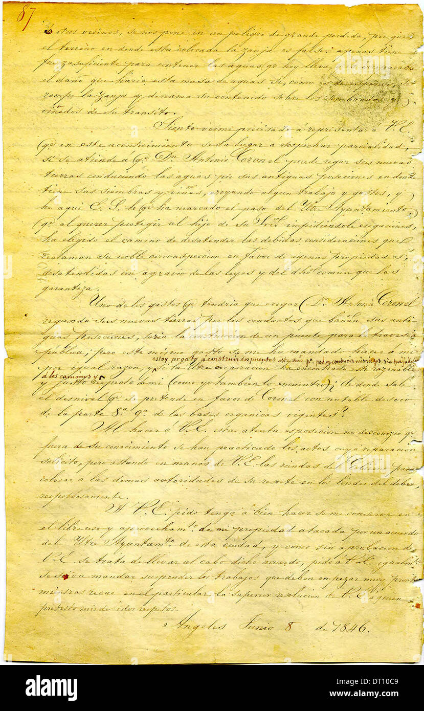 A document from 1846 detailing the Espediente (legal file) of Samuel ...