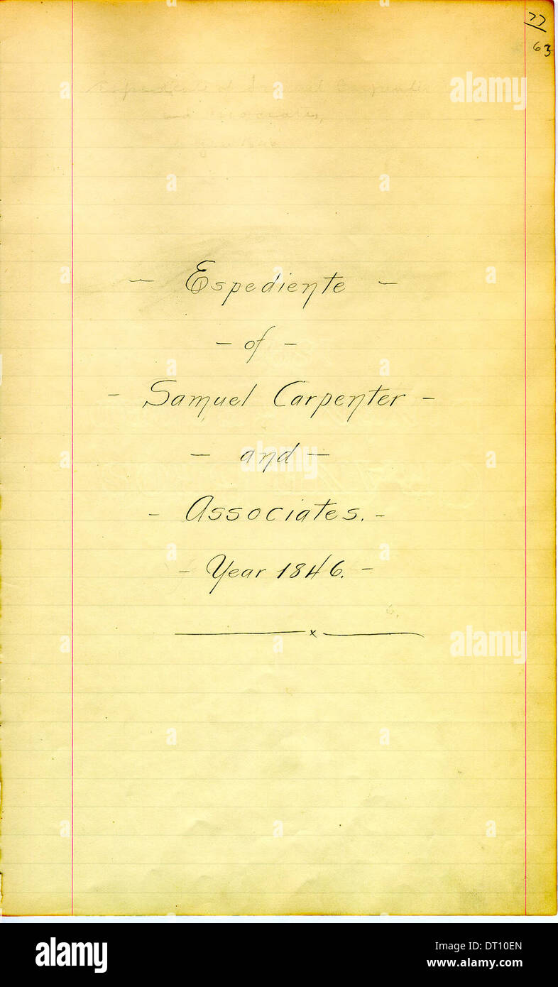 A historical document known as the 'Espediente' of Samuel Carpenter and ...