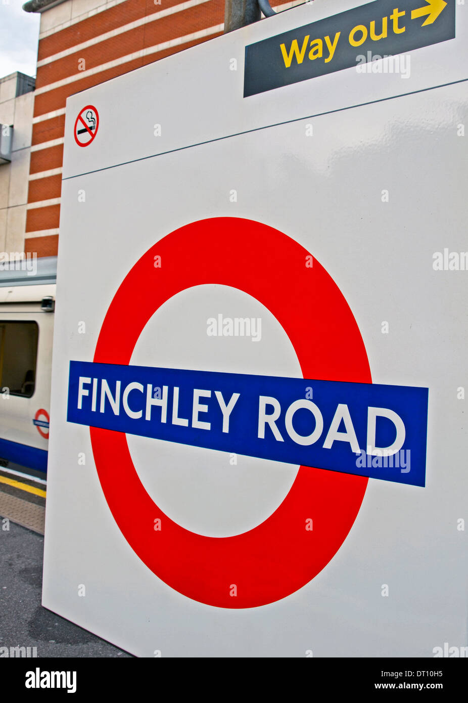 Roundel at Finchley Road Underground Station platform, London, England ...