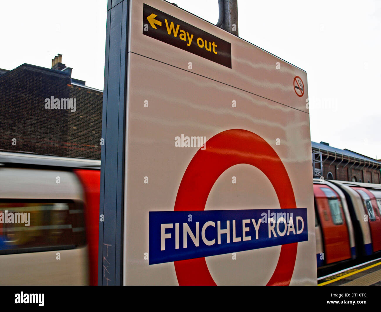 Roundel at Finchley Road Underground Station platform, London, England ...