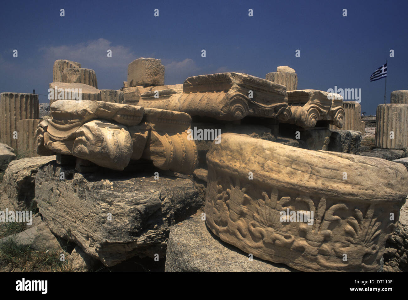 Ancient ruins at the Parthenon in the Acropolis of Athens in Greece ...